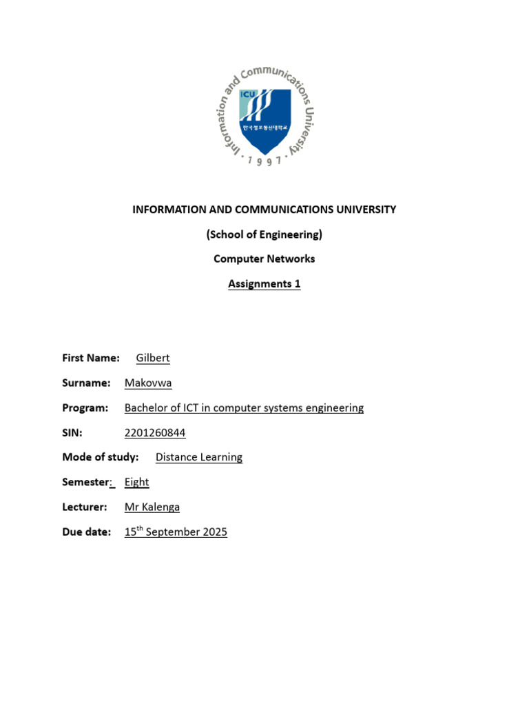 Computer Networks Assignment 1 | PDF | Transmission Control Protocol | Multiplexing