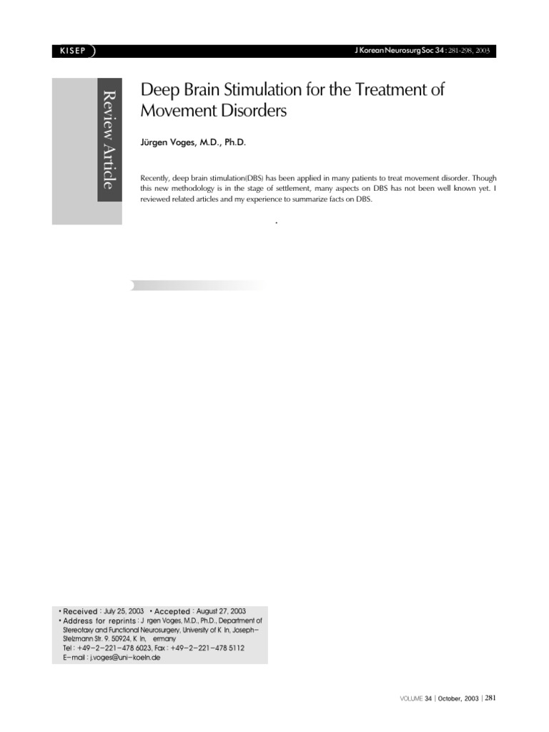 Stimulation For The Treatment of | PDF | Deep Brain Stimulation | Basal ...