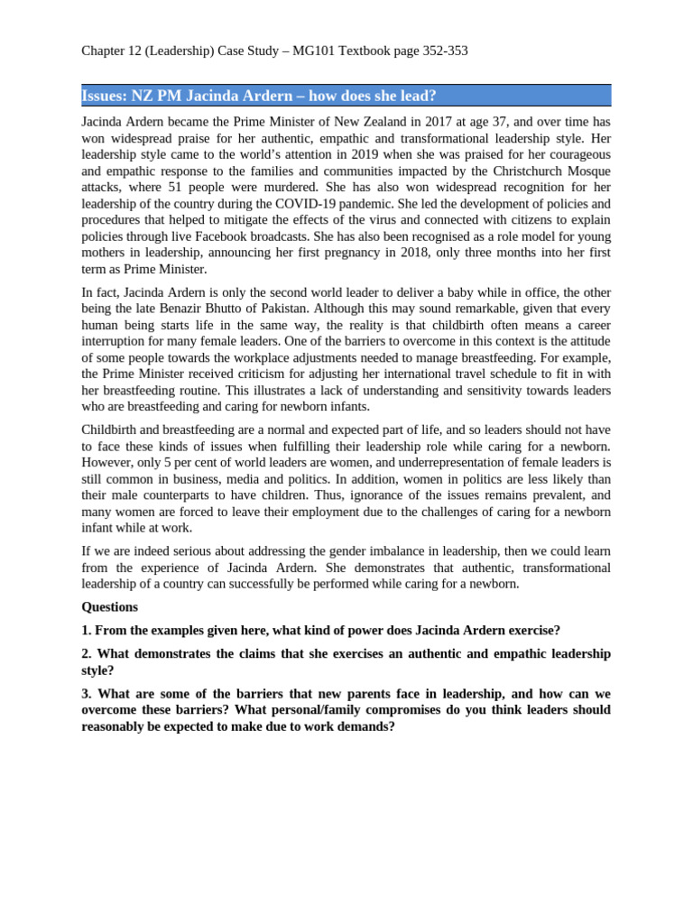 Jacinda Ardern's Transformational Leadership | PDF | Infants ...