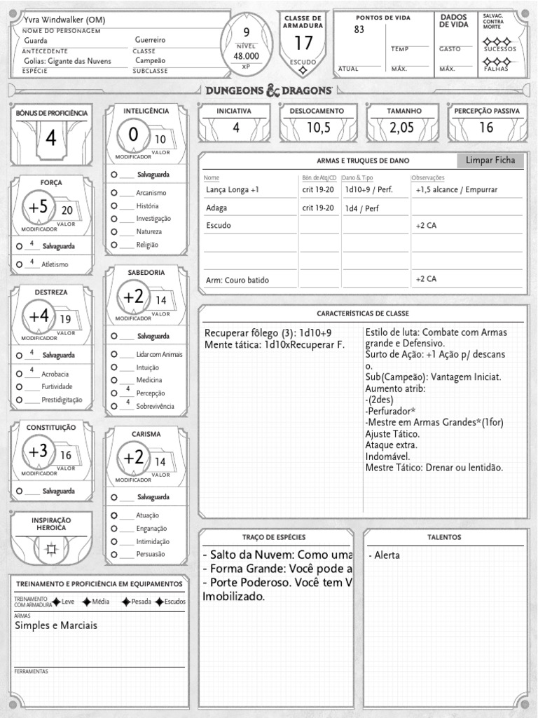 Ivra Windwalker - DnD 5e FICHA | PDF