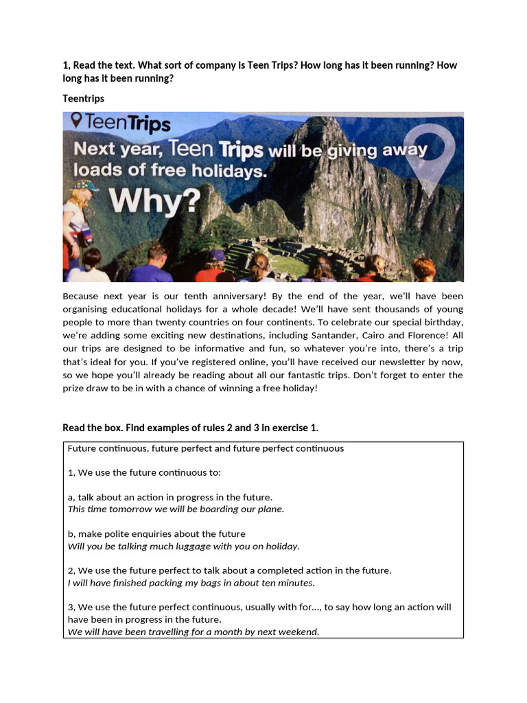 Future Continuous, Future Perfect | PDF