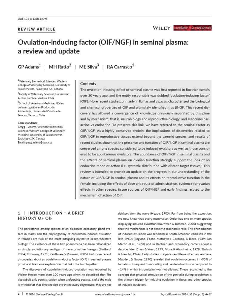 Ovulation-Inducing Factor in Seminal Plasma | PDF | Luteinizing Hormone ...