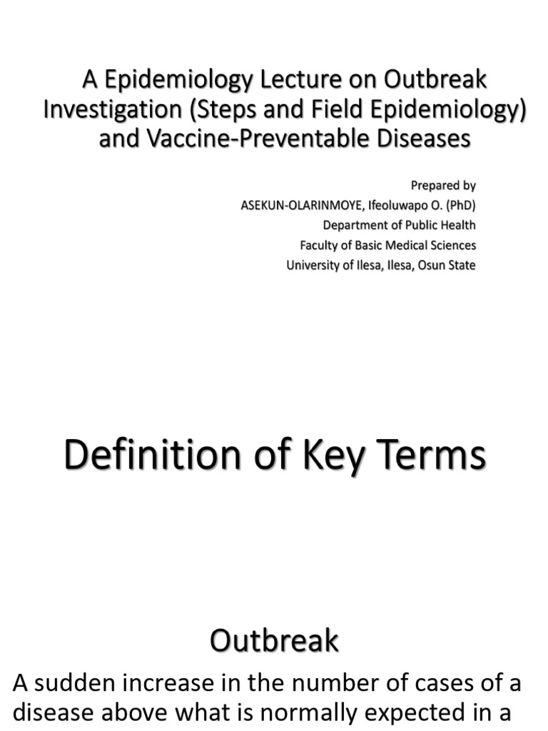 A Epidemiology Lecture On Outbreak Investigation - 043315 | PDF ...