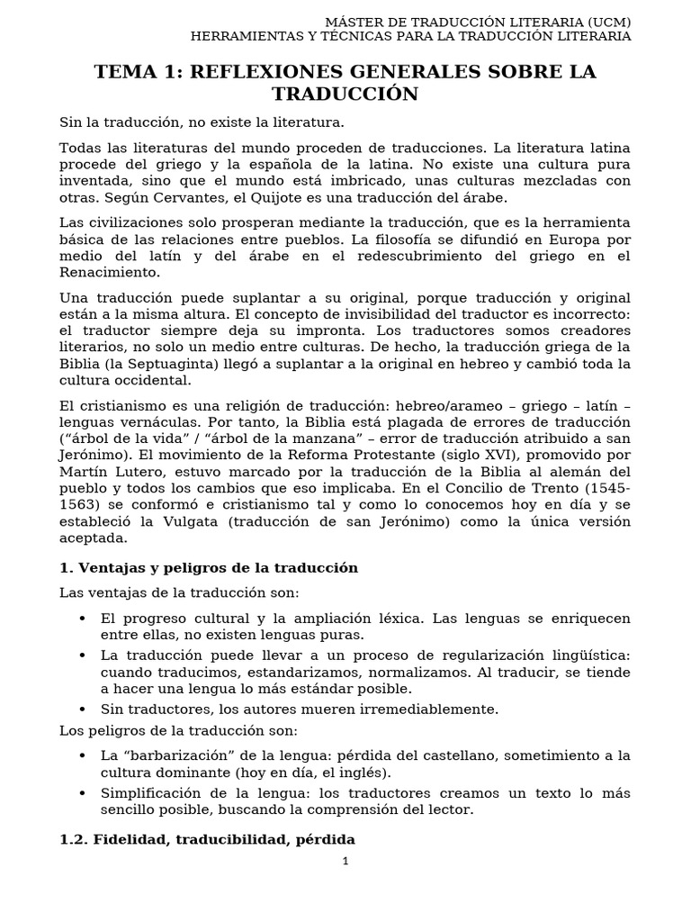 Tema 1 - Herramientas de Traducción | PDF | Traducciones | Biblia