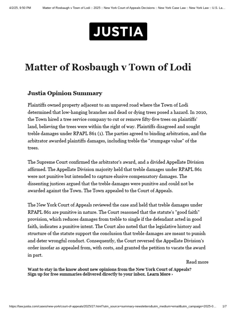 Matter of Rosbaugh V Town of Lodi - 2025 - New York Court of Appeals ...