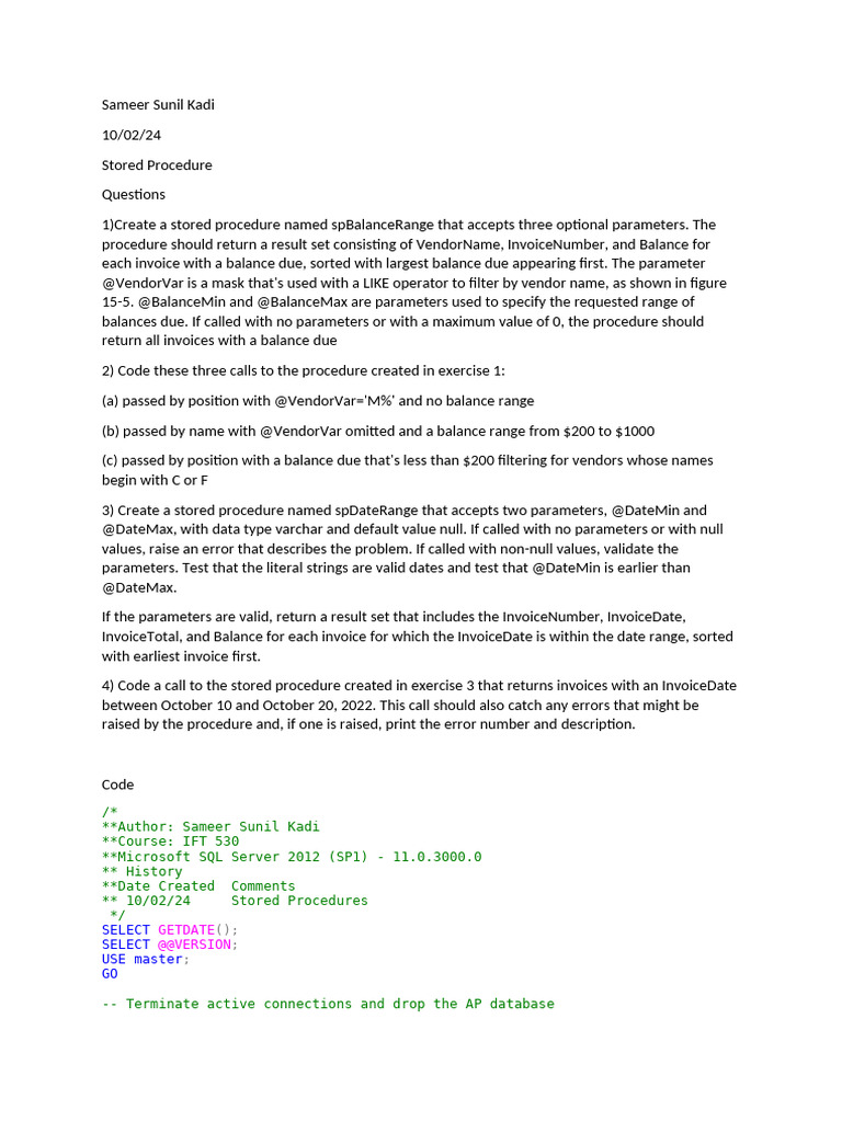 Stored Procedure | PDF | Parameter (Computer Programming) | Data Management Software