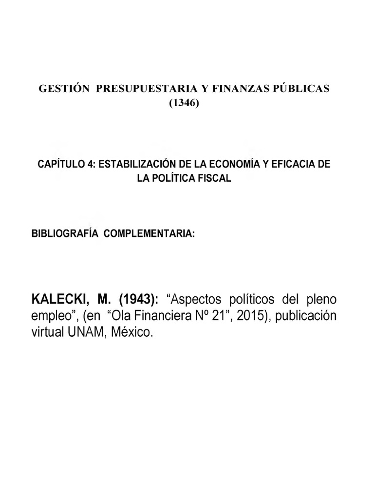 BC Kalecki M - Aspectos Politicos Del Pleno Empleo | PDF | Empleo pleno ...