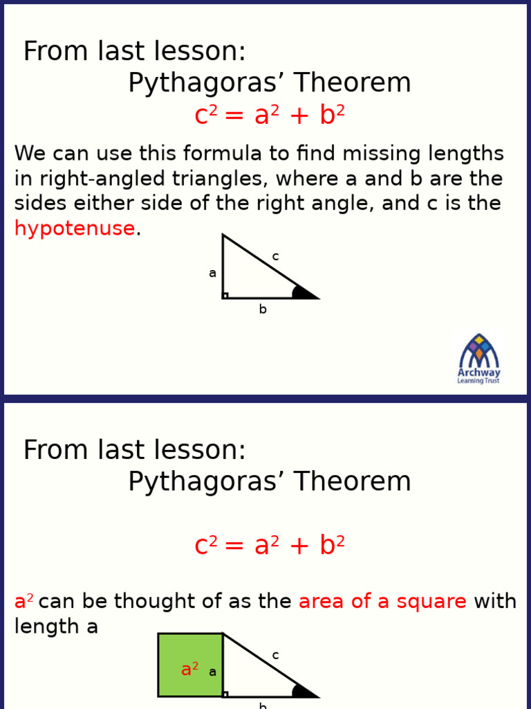Lesson 02 Using Pythagoras Theorem | PDF | Elementary Mathematics ...