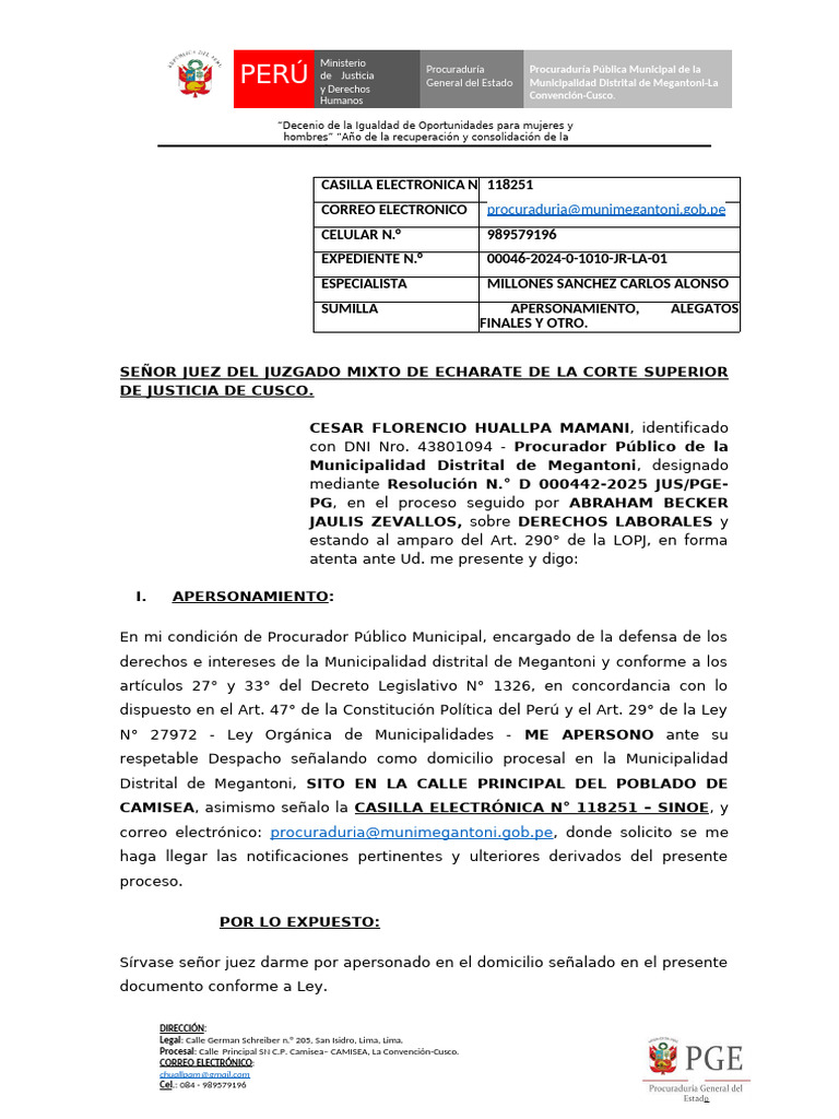 Exp. 00046-2025-0-1020-JM-LA-01 - Apersonamiento, Alegatos y Delegacion (Isela Veronica ...