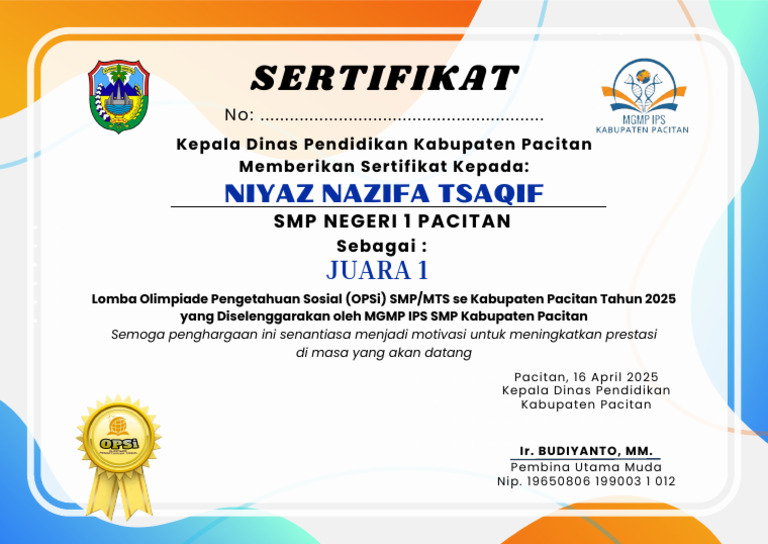 Juara Lomba OPSi SMP 2025 | PDF