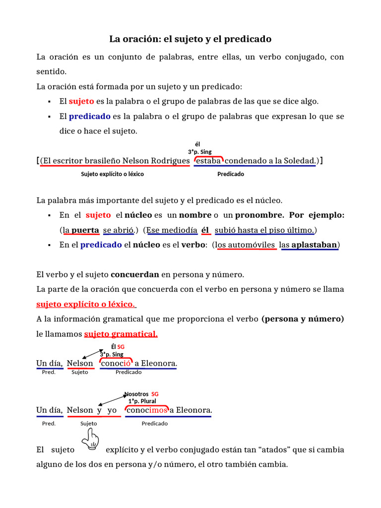 Sujeto y predicado en oraciones | PDF