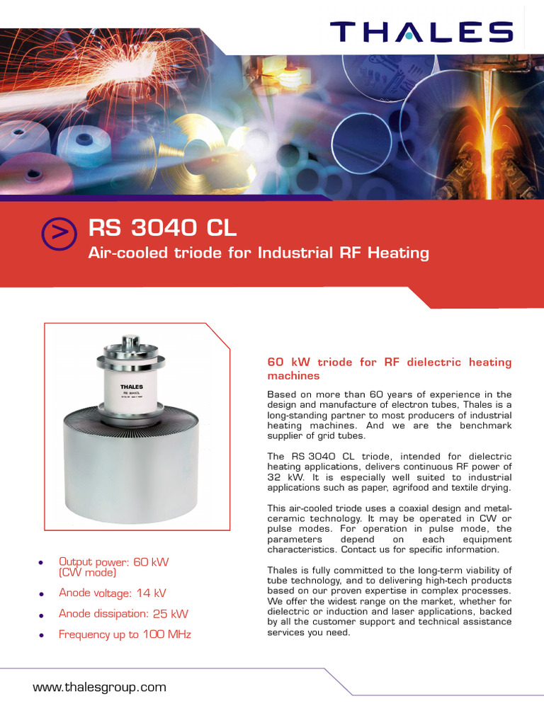 60 kW Air-Cooled RF Triode for Industry | PDF | Vacuum Tube ...