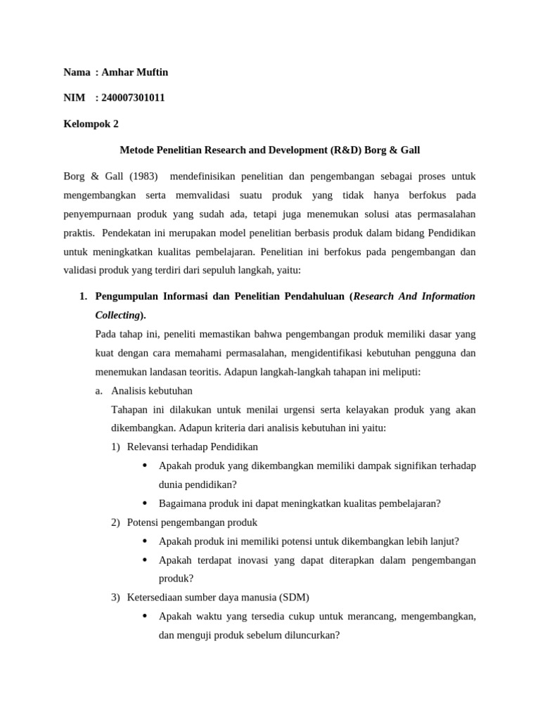 Amhar Muftin - 240007301011 - RND - Borg&gGall | PDF