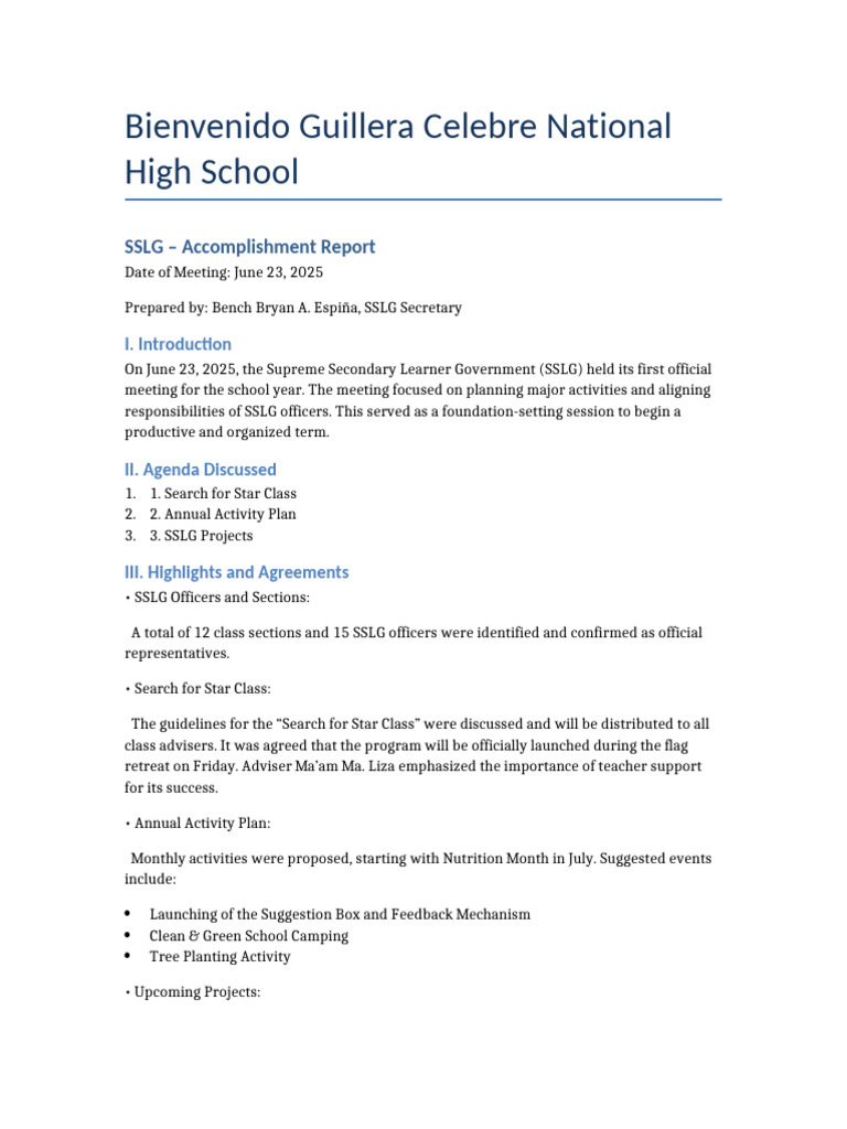 SSLG Meeting Report June23 2025 | PDF