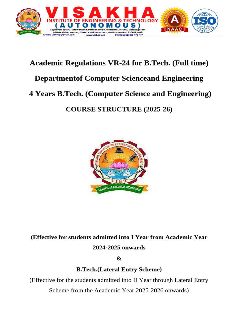 B.Tech. CSE Course Structure 2025-26 | PDF | Relational Model | Method ...