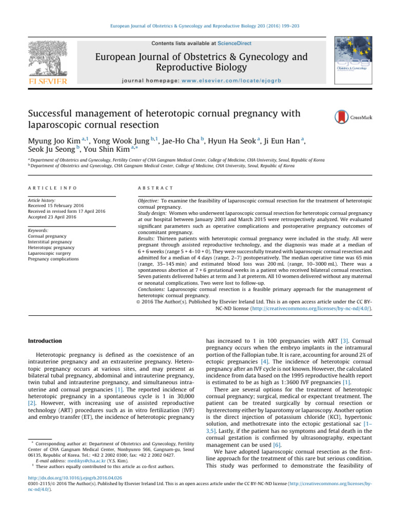 Successful Management of Heterotopic Cornual Pregn | PDF | Motherhood ...
