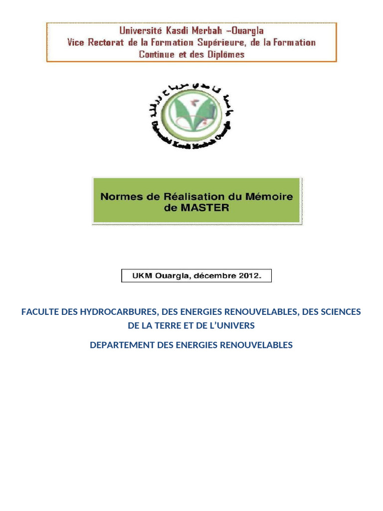 Guide Mémoire Master | PDF
