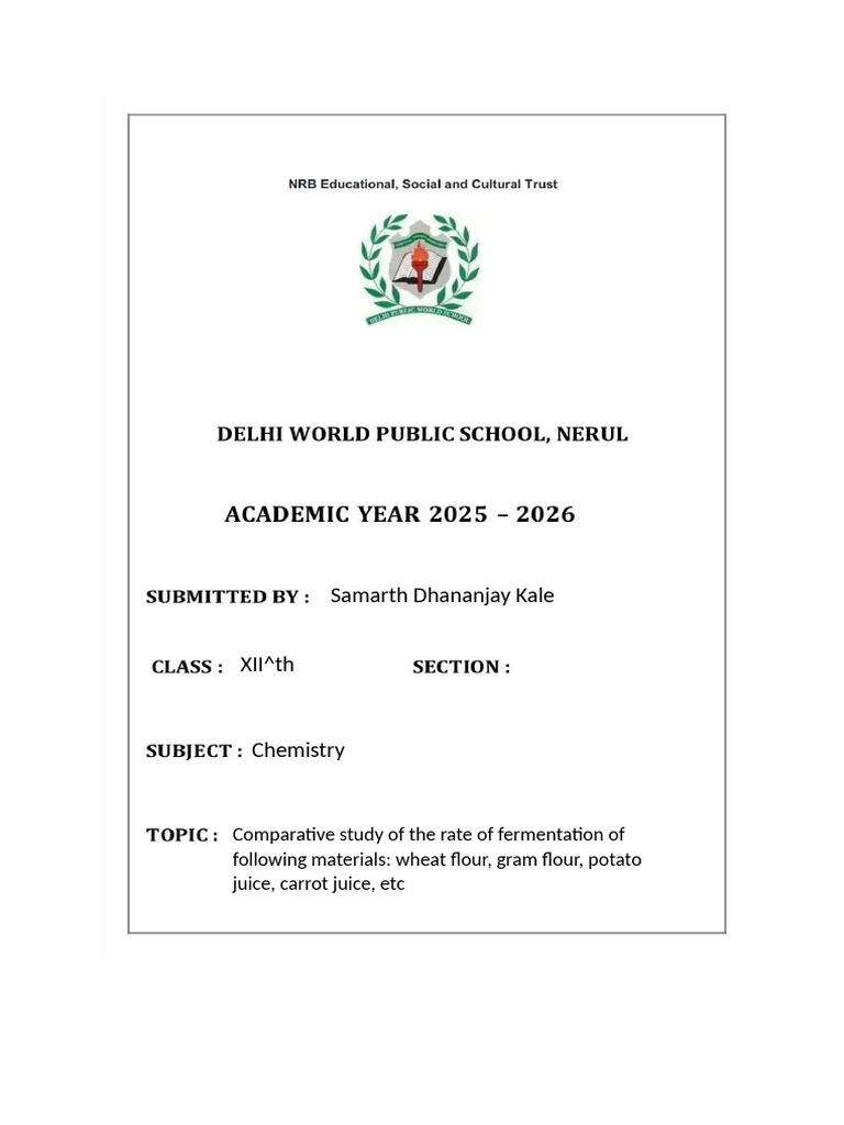 Chemistry Project Grade 12 DWPS | PDF