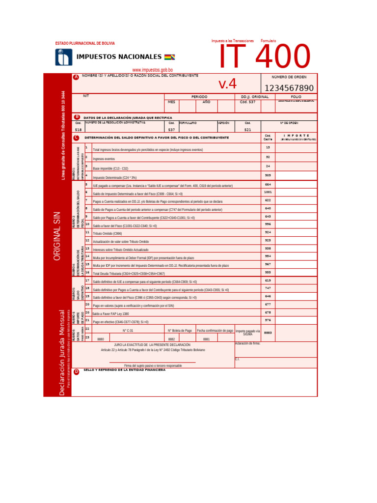 Formulario 400: Declaración Jurada IUE | PDF | Impuestos | Finanzas del ...