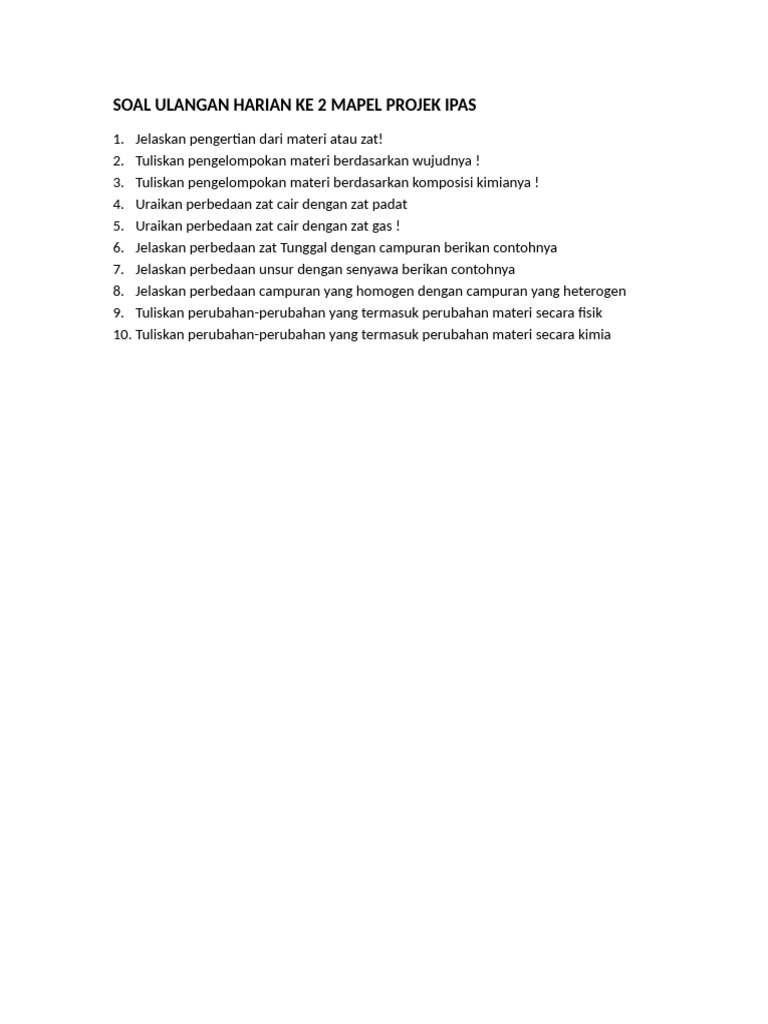 Soal Ulangan Harian Materi IPAS | PDF