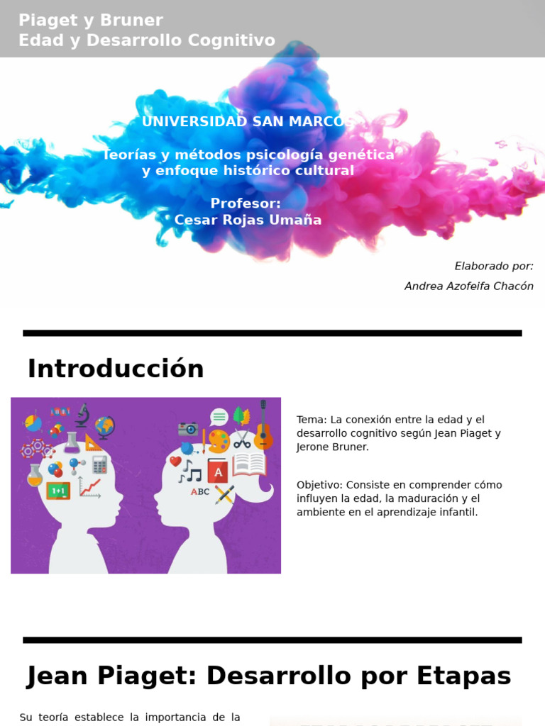 Piaget y Bruner | PDF | Aprendizaje | Desarrollo cognitivo