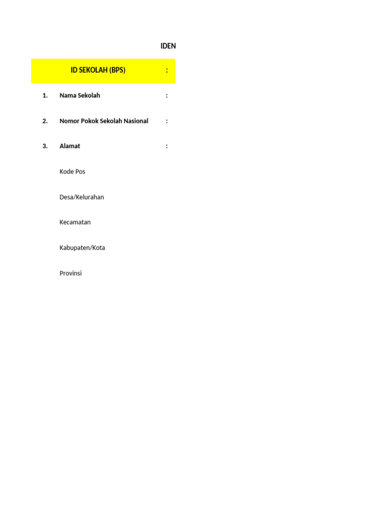 Identitas Sekolah Dan Daftar Siswa (Contoh) | PDF