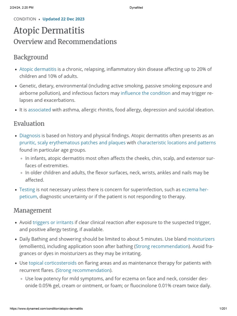 DynaMed Atopic Dermatitis | PDF | Dermatitis | Allergy