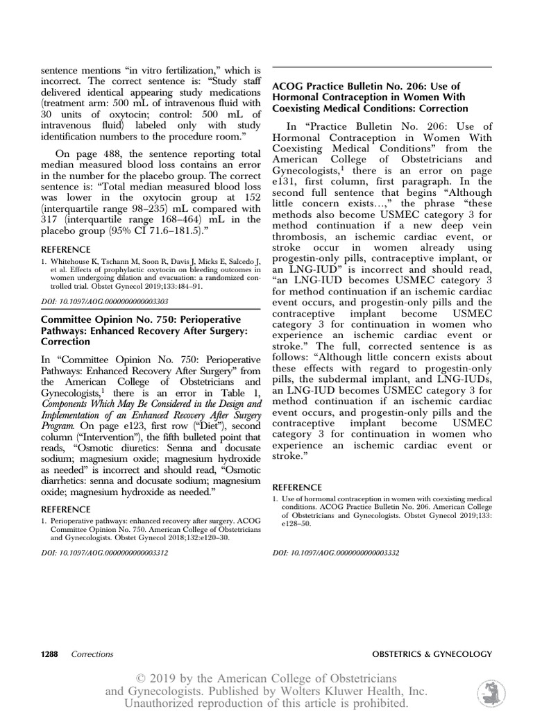 Acog Practice Bulletin No 206 Use of Hormonal.40 | PDF | Birth Control ...