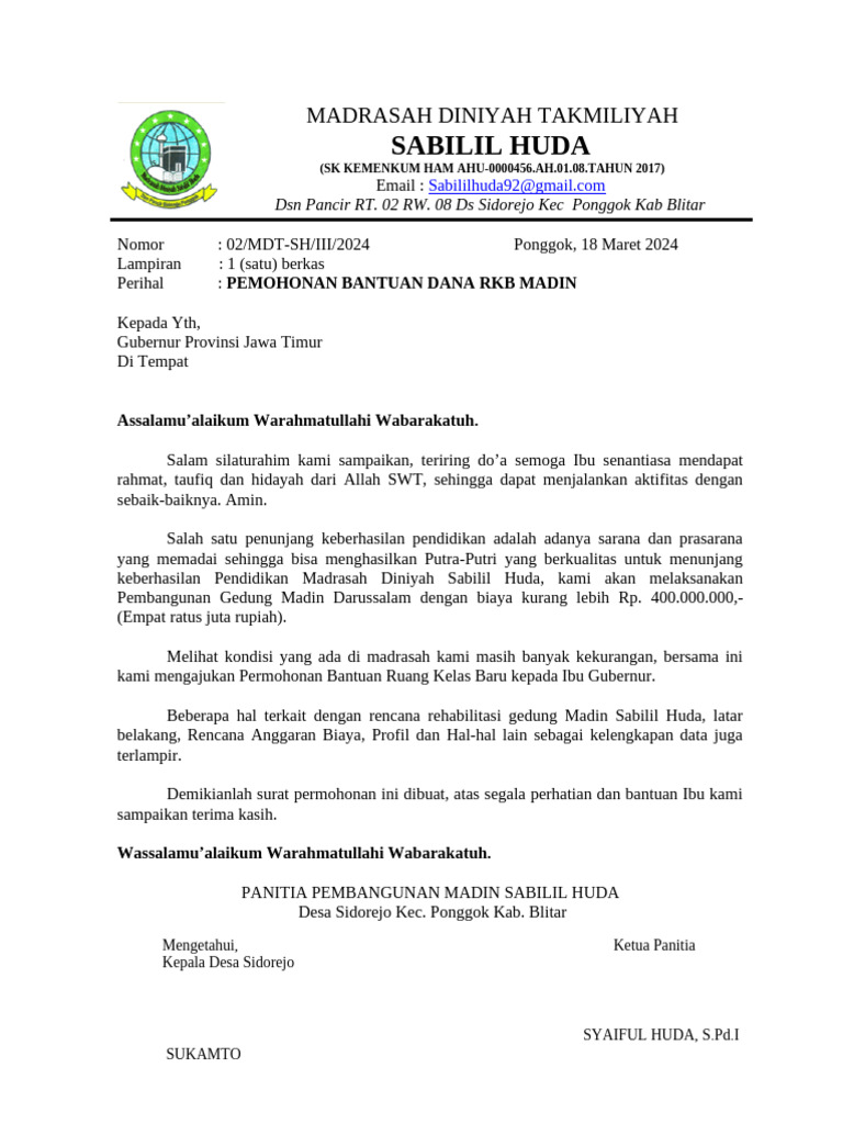 Contoh Proposal Madin Darussalam | PDF