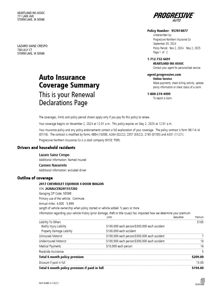Declarations Page | PDF | Insurance | Liability Insurance