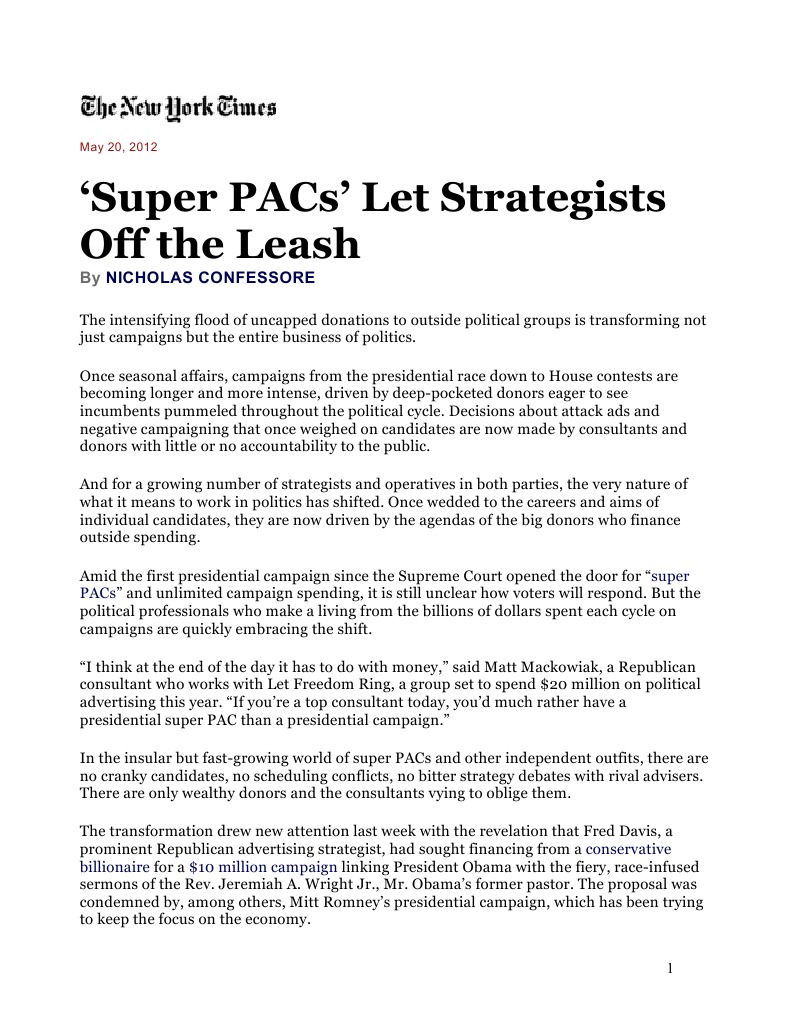 Super Pacs | PDF | Political Action Committee | Mitt Romney