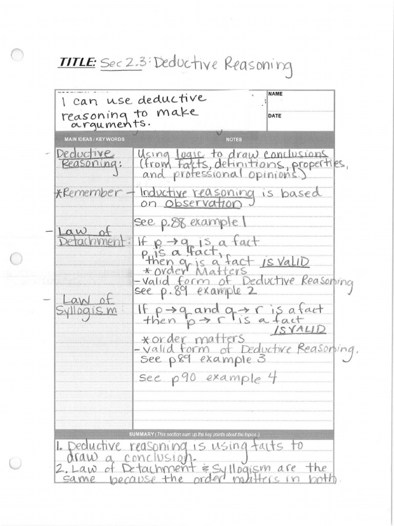Sec 2.3: Deductive Reasoning | PDF