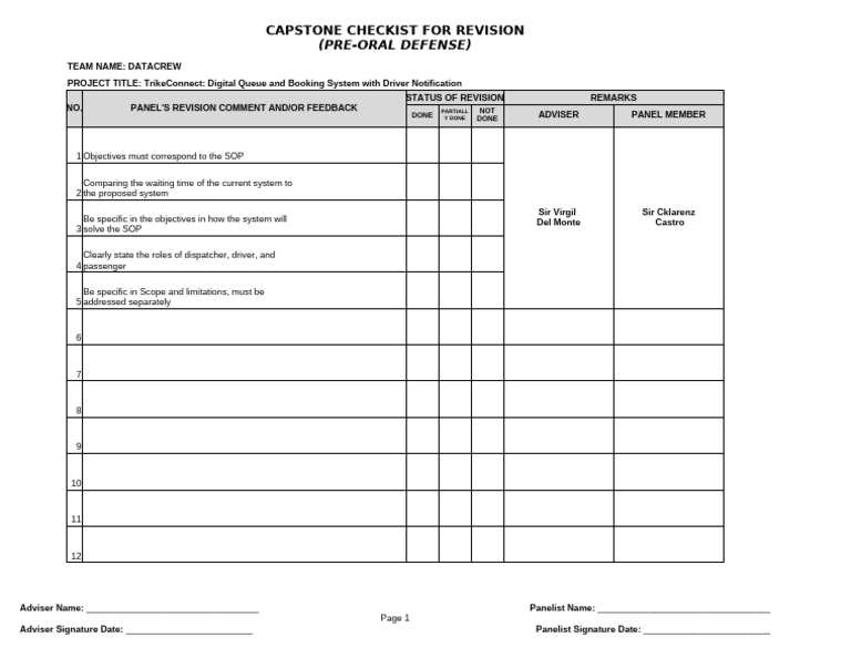 Capstone Checklist - Sir Cklarenz | PDF