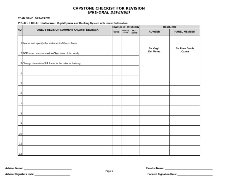 Capstone Checklist - Sir Renz | PDF