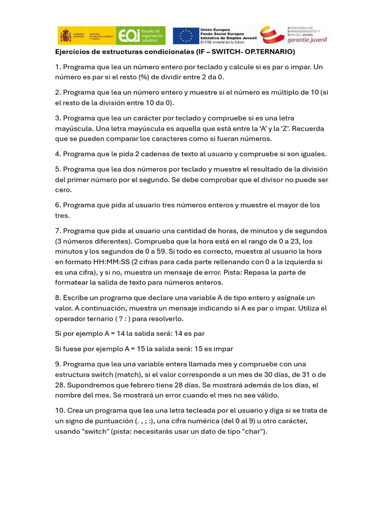 Ejercicios de Estructuras de Control - Pdf.crdownload | PDF | Programación de computadoras