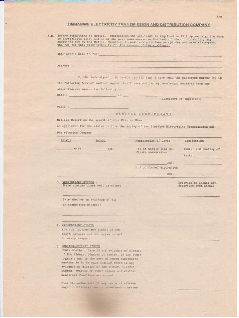 Form s5 - Medical Exam | PDF
