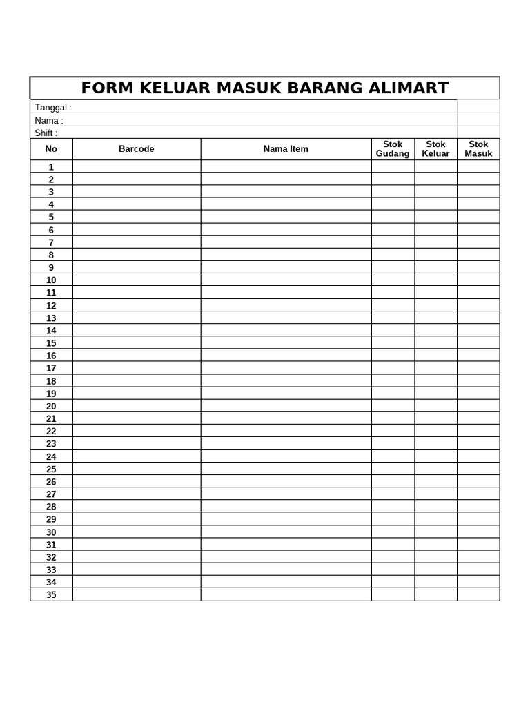 Form Keluar Masuk Barang | PDF