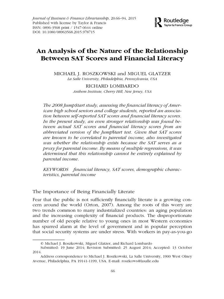 An Analysis of The Nature of The Relationship Between SAT Scores and ...