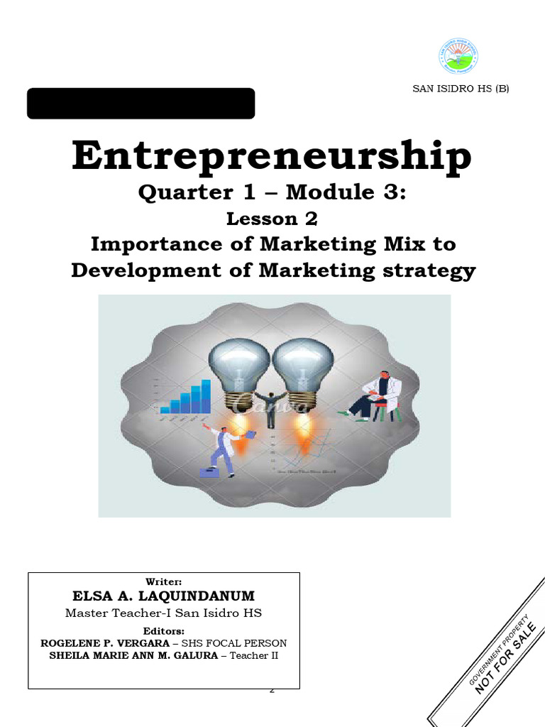 ADM Entrepreneurship MODULE 3 Lesson 2 Importance of Marketing Mix To ...