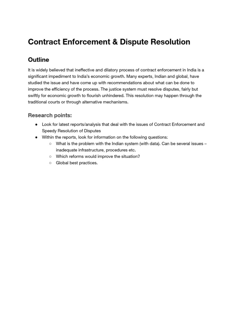 Improving Contract Enforcement in India | PDF | Alternative Dispute ...