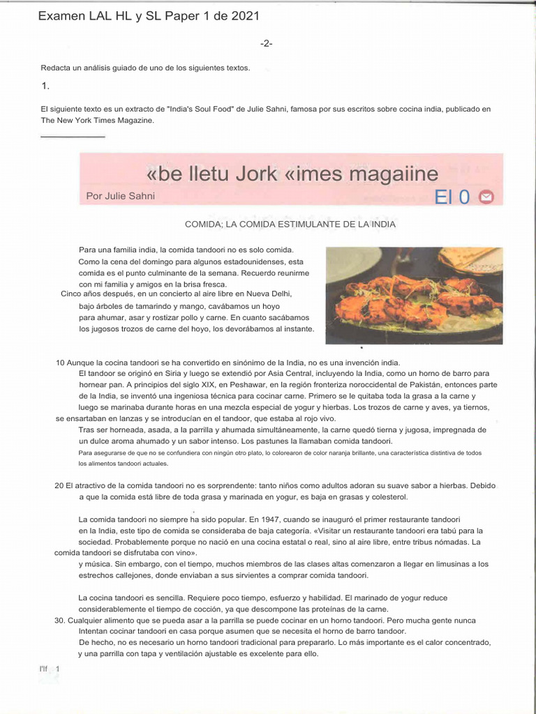 2021 IB DP Paper 1 HLSL Examination | PDF | Alimentos | Artes culinarias