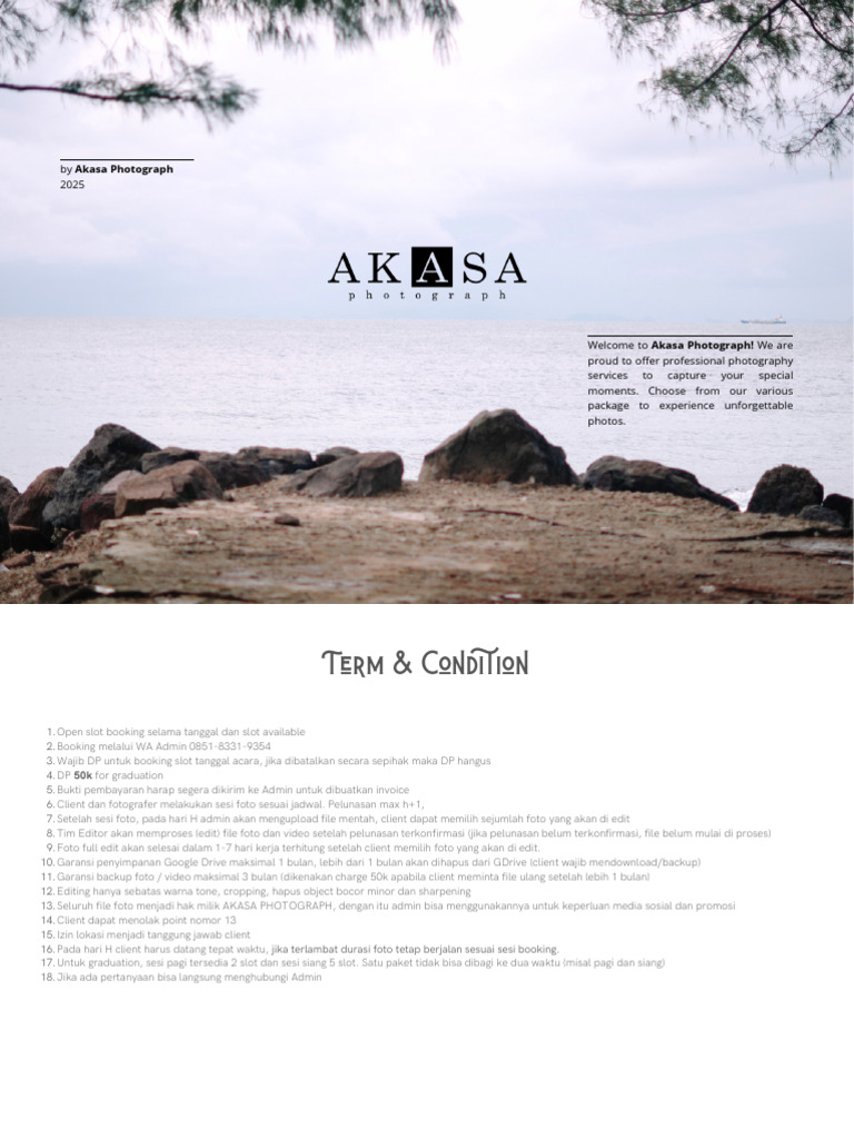 Pricelist 2025 - Akasa Graduation | PDF