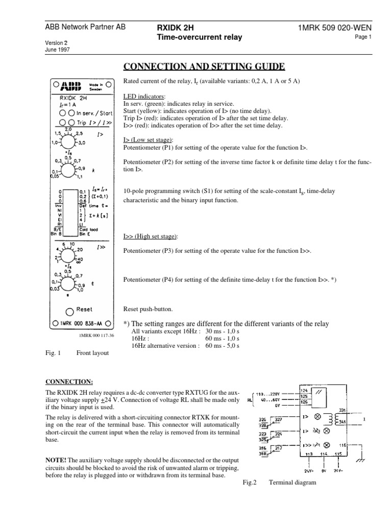 ABB Over Current Relay Combiflex RXIDK 2H Time Over Current Relay ...