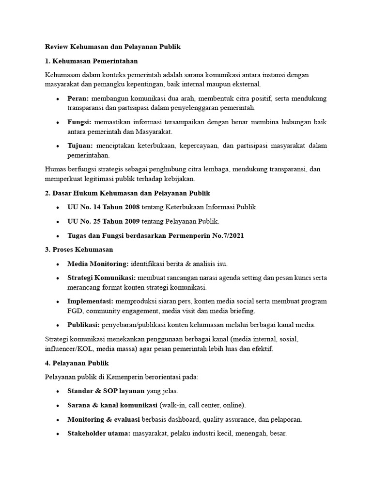 Tugas Review Kehumasan Dan Pelayanan Publik | PDF