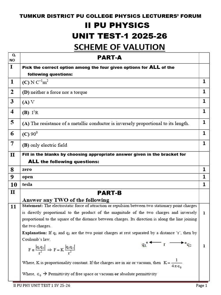 II Pu Phy First Test Aug-25 SV Tdpulf | PDF | Physical Quantities ...