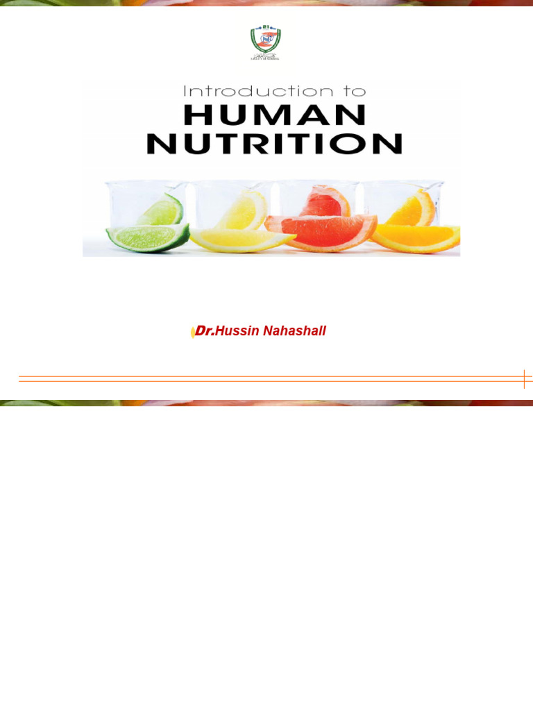 1- Introduction to Human Nutrition (1) | PDF | Nutrients | Nutrition