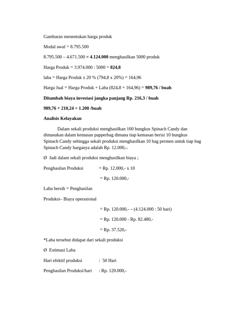 Gambaran Menentukan Harga Produk PKM | PDF