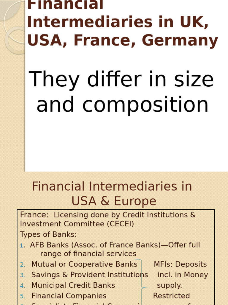 Financial Intermediaries in USA & Europe | PDF | Banks | Mutual Funds