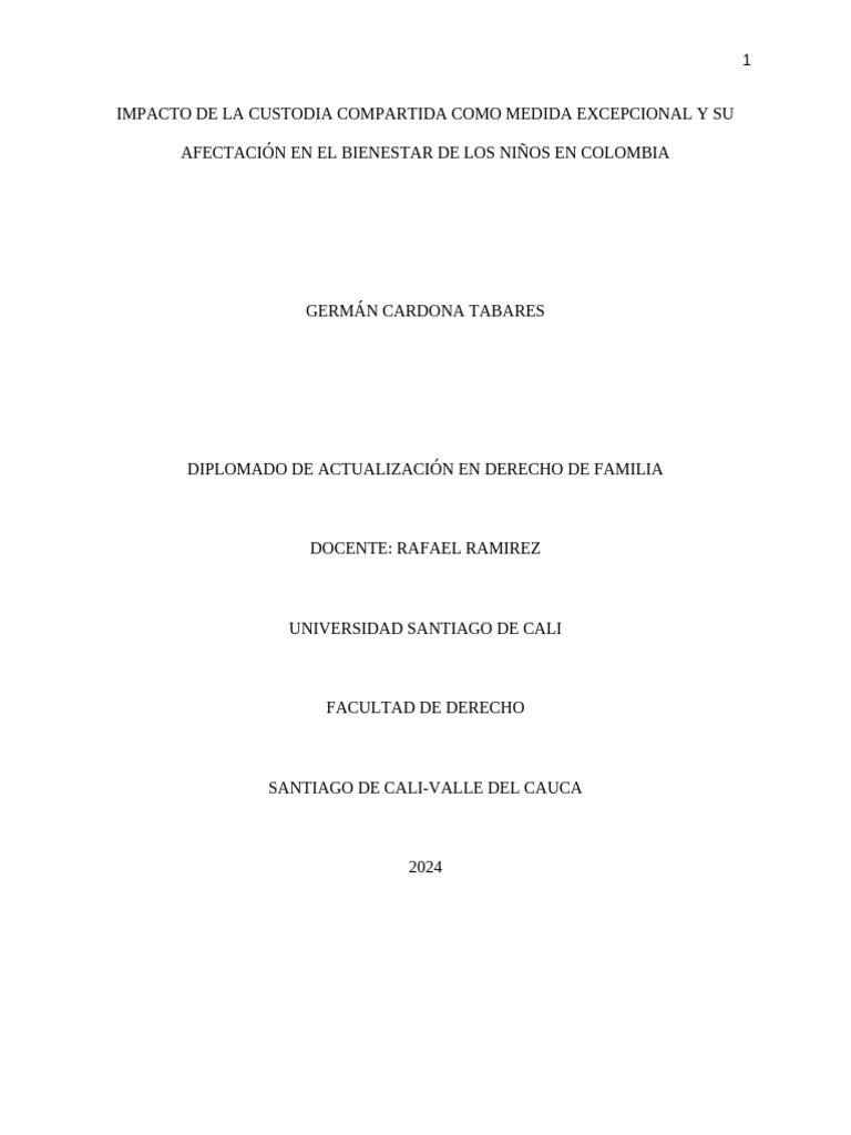 Custodia Compartida y Bienestar Infantil en Colombia | PDF | Familia ...