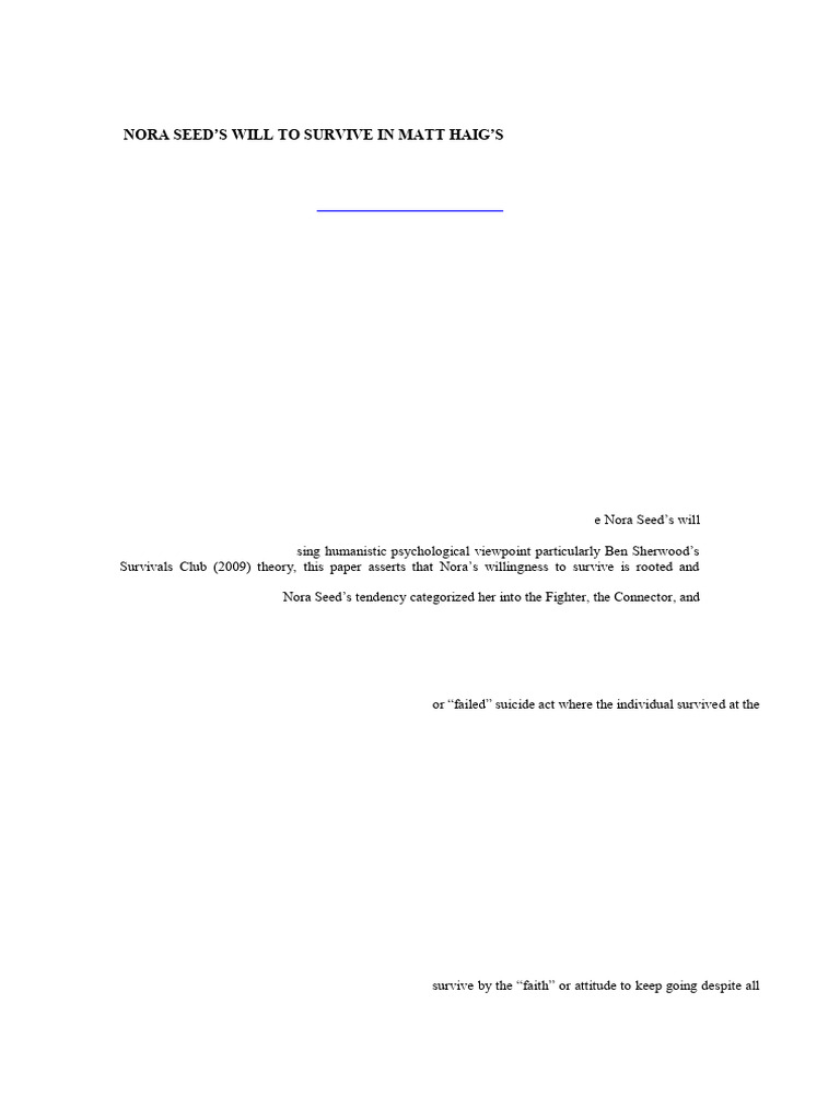 Nora Seed's Survival in The Midnight Library | PDF | Psychological ...